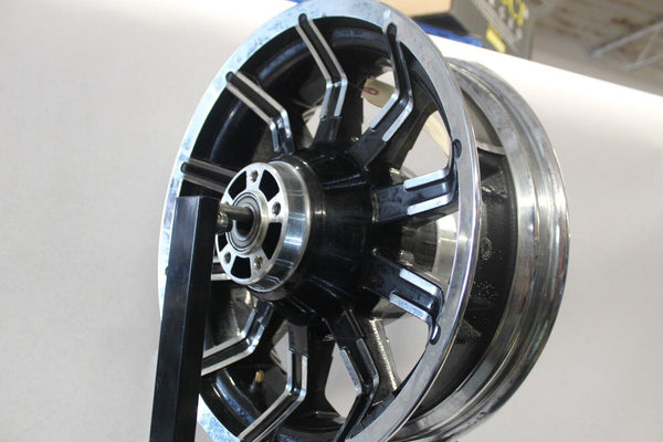 40900213 REAR WHEEL 16 X 5 ABS 25MM BLACK CHROME 10 SPOKE HARLEY DAVID ...